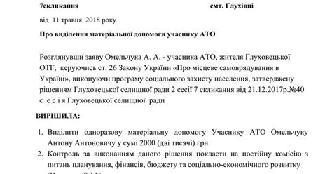 Рішення 131 5 сесії 7 скликання про надання матеріальної допомоги