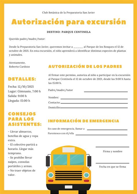 Permiso Escolar Para Paseo Image To U