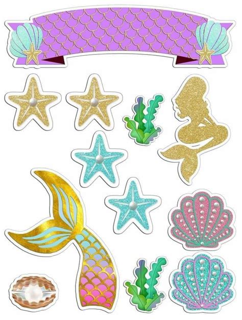 50 Topos De Bolo Sereia Para Imprimir Arte Para Toda A Festa
