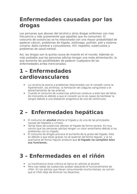 Enfermedades Causadas Por Las Drogas Enfermedades Causadas Por Las