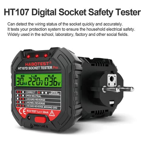 Prise UE HT107D Testeur De Prise De Courant Ht107 Pro Testeur De