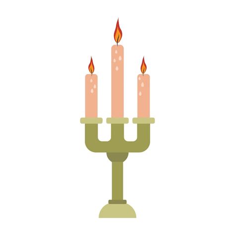 Três velas acesas em um candelabro Vetor Premium