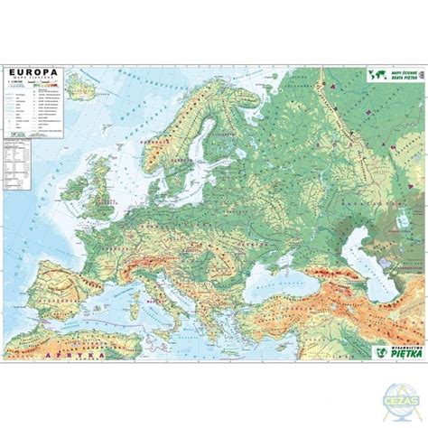 Mapa Cienna Europy Fizyczna Konturowa Mln Mln Cezas