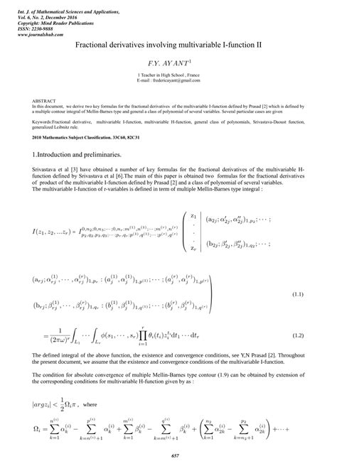 pdf fractional derivatives involving multivariable i function ii