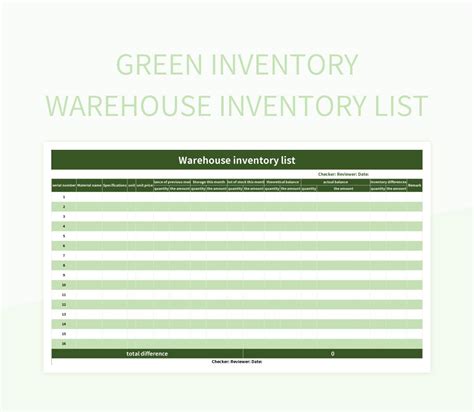 Green Inventory Warehouse Inventory List Excel Template And Google