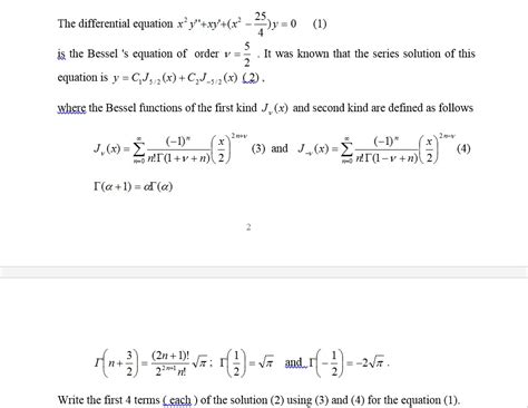 the differential equation is the bessel s equation