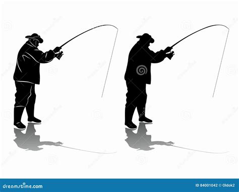 Silueta Del Pescador Gráfico Del Vector Ilustración del Vector