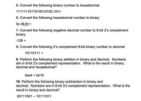 solved 5 convert the following binary number to hexadecimal