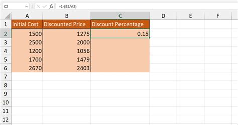 how to calculate discount percentage in excel