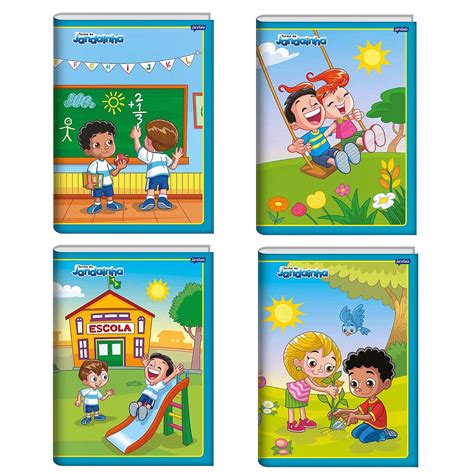 Caderno brochura 1 4 48 folhas Turma da Jandainha Jandaia Livraria Barão