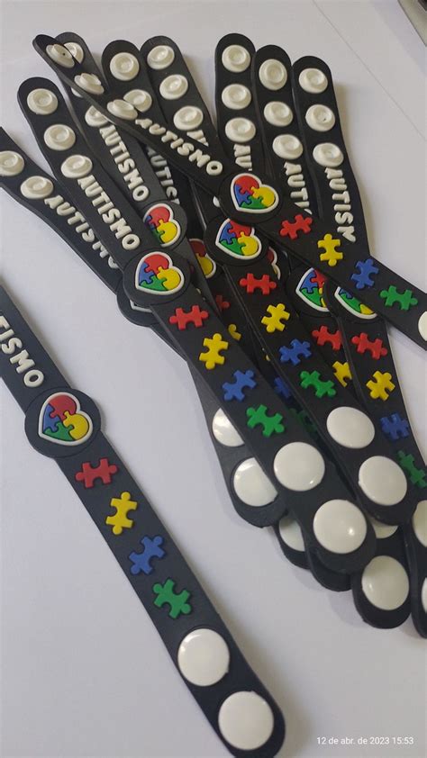 Atacado 50 Unidades Pulseira Autismo Preta Quebra Cabeças