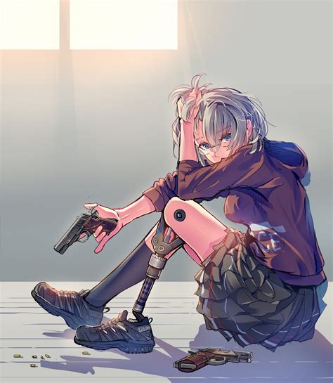 Fond d écran Anime Filles anime cheveux courts cheveux gris