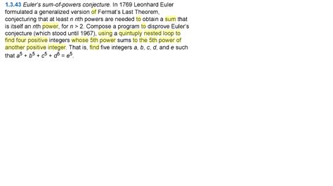 solved euler s sum of powers conjecture in 1769 leonhard
