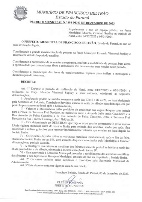 Decreto regulamenta utilização de espaços da Praça Central de Francisco