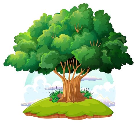 Dibujos Animados Aislados De Rbol Grande Vector Premium