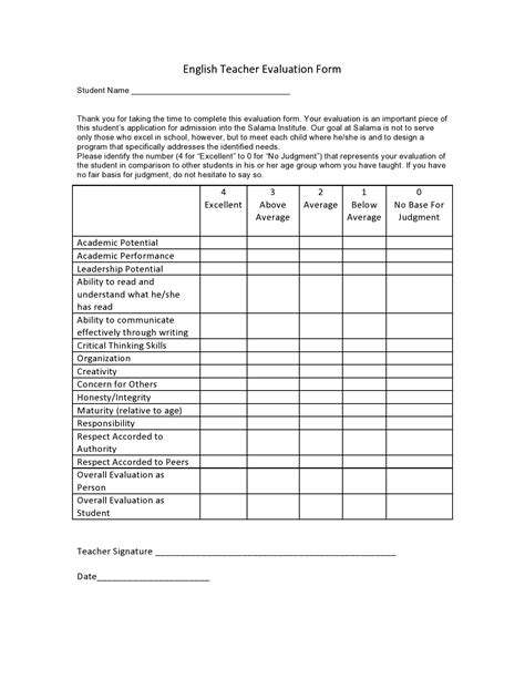 50 Printable Teacher Evaluation Forms Free ᐅ TemplateLab