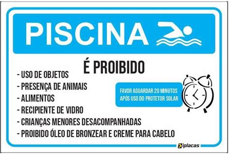 Placa Regras Da Piscina Shock Visual E Commerce