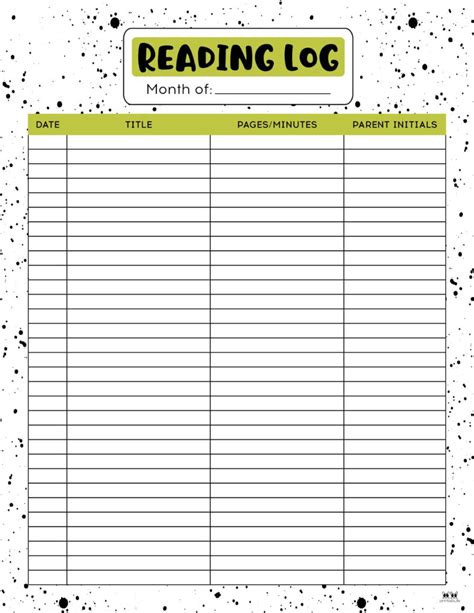 reading log free printable printable templates free