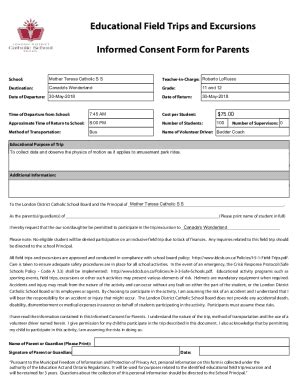 Fillable Online Educational Field Trips And Excursions Approval Form