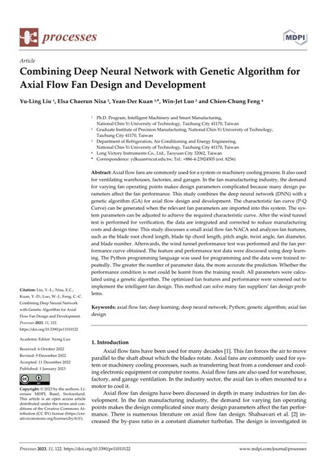 pdf combining deep neural network with genetic algorithm for axial flow fan design and development