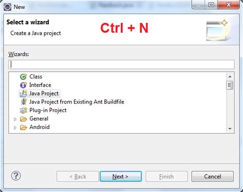 Eclipse Shortcut Keys For Workspace And Project