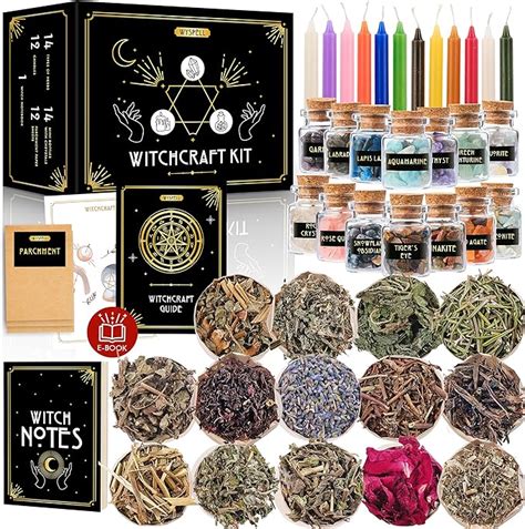 Kit de suministros de brujería para altar de bruja 54 unidades velas