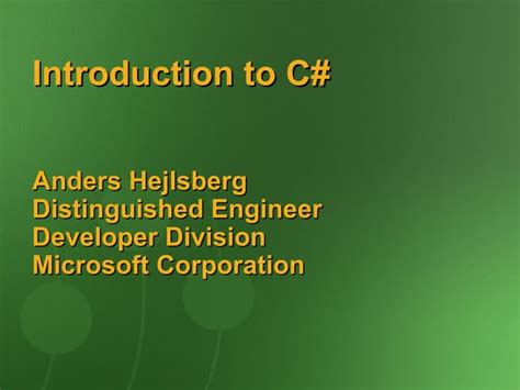 introduction to csharp ppt