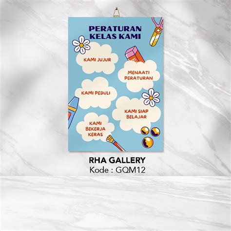Jual RHA GALLERY Hiasan Dinding Peraturan Kelas Siswa Eestetik Dekorasi