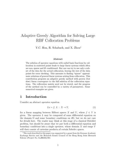 pdf an adaptive greedy algorithm for solving large rbf collocation problems