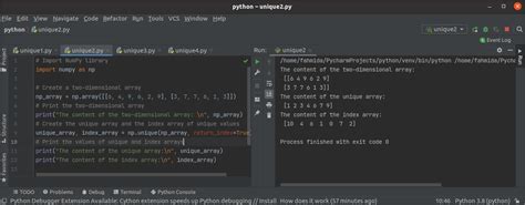 how to use python numpy unique function