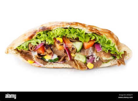 Doner Kebab Doner Kebap Fast Food Food In Pita Bread Isolated On A
