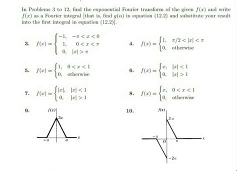 solved in problems 3 to 12 find the exponential fourier