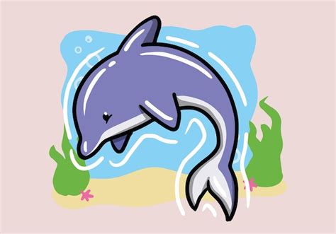 Delfín lindo dibujado a mano diseño de delfín de estilo de dibujos