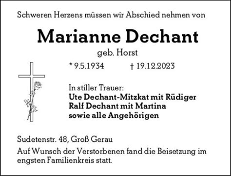 Traueranzeigen Von Marianne Dechant Vrm Trauer De