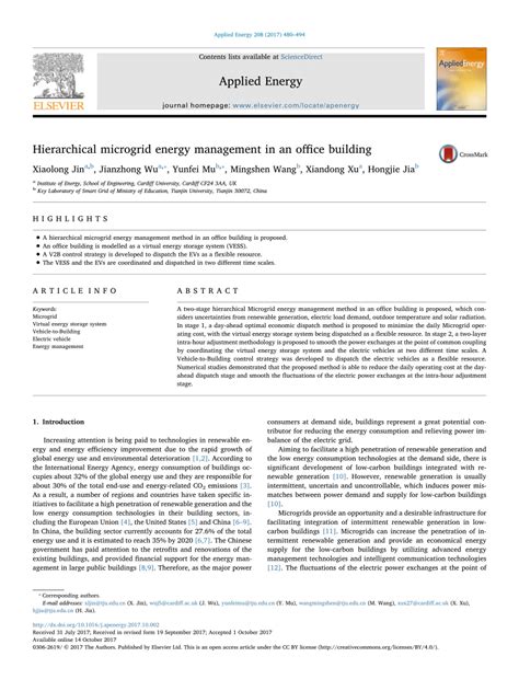 pdf hierarchical microgrid energy management in an office building
