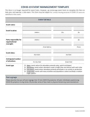 Fillable Online Event Management Template Fax Email Print PdfFiller
