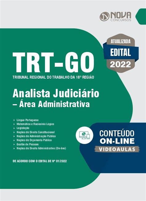 Apostila TRT GO em PDF Analista Judiciário Área Administrativa