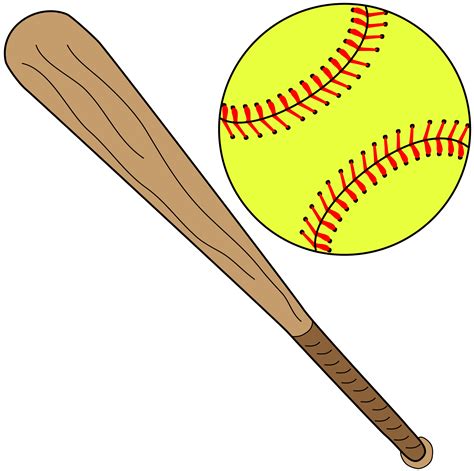 Softball And Bat Clipart Clip Art Library