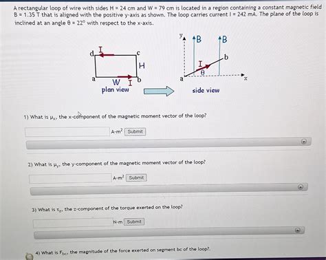 solved a rectangular loop of wire with sides h 24 cm and