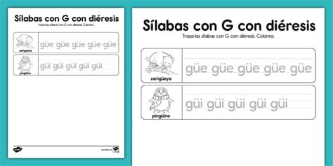 Actividad con sílabas con G con diéresis Twinkl USA