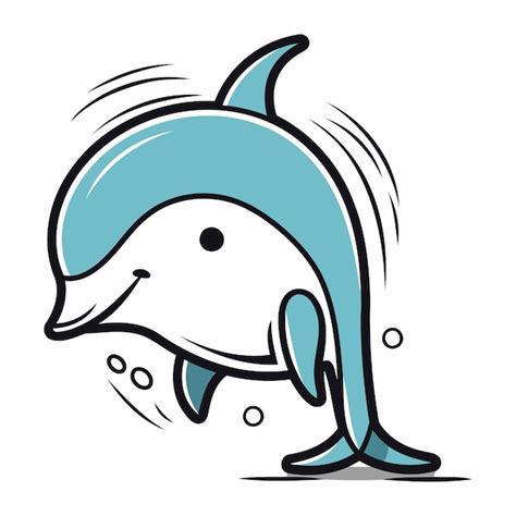 Delfín de dibujos animados aislado en fondo blanco ilustración