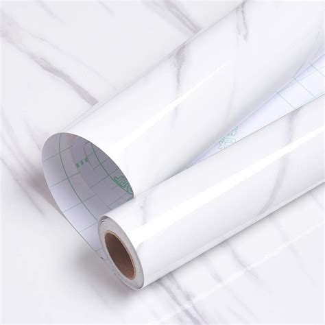 Livelynine 40CMX5M Carta Adesiva Effetto Marmo Bianco PVC Adesivo Per