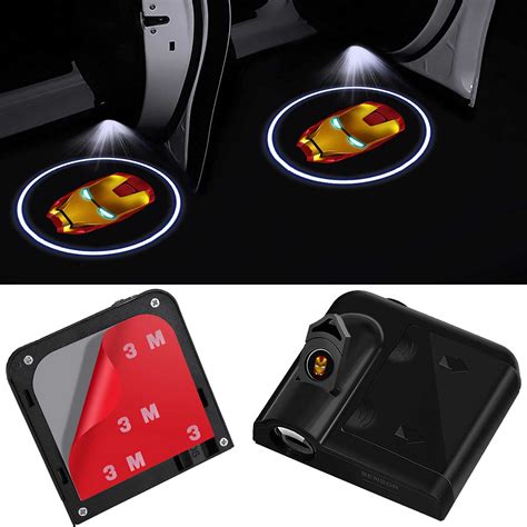 Buy Emavi 2Pcs Car Door Lights Iron Man Logo Projector Wireless Car