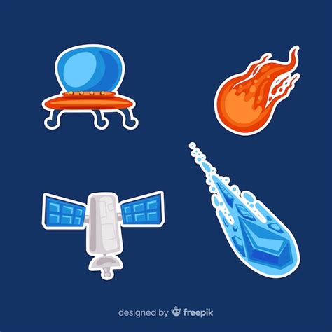 Free Vector Hand Drawn Space Sticker Collection