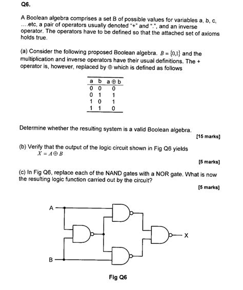 solved q6 a boolean algebra comprises a set b of possible