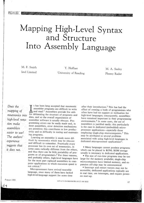 pdf mapping high level syntax and structure into assembly language