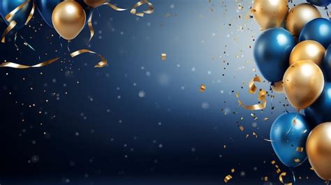 Fondo de celebración navideña de globos azules y dorados Imagen