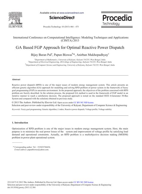 pdf ga based fgp approach for optimal reactive power dispatch
