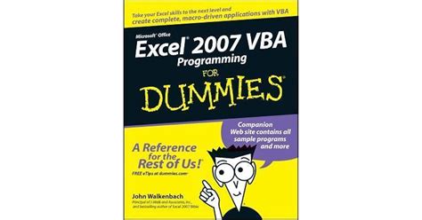 excel 2007 vba programming for dummies by john walkenbach