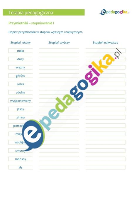 Przymiotniki poszerzanie zasobów słownictwa stopniowanie ePedagogika